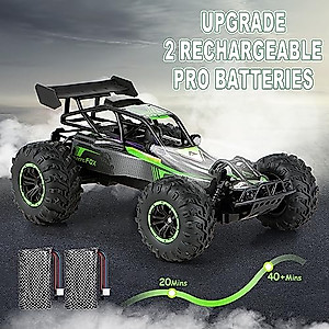 Carox Big Remote Control Car, 1:10 Scale Remote Control Buggy, Outdoor Off-Road Large RC Truck with LED Light-transmitting Shell with 2 Rechargeable Batteries, Remote Control car for Boys 5-12, OX42
