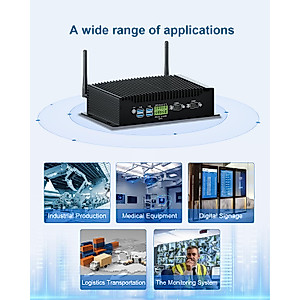 VENOEN Fanless Mini PC, Industrial PC, Core i5 8260U, W11 Pro, 3-Display, 2X HD, DP, GPIO, RS232/485 COM, Dual LAN, M.2 WiFi AC, BT4.2, 4G Model Slot, RAID, Auto Power On, 16GB RAM 512GB M.2 SSD
