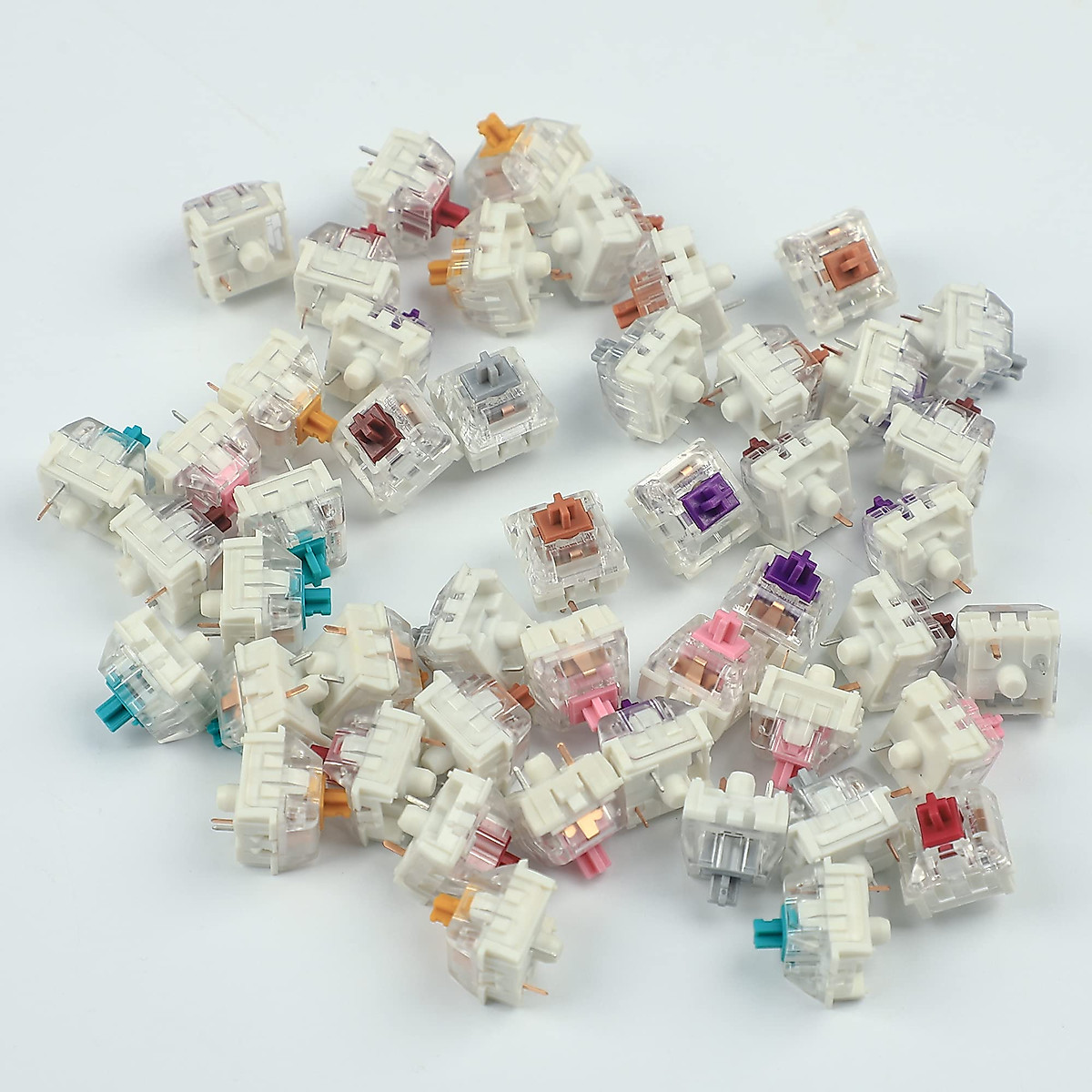 70 PCS Kailh Speed Gold Silver Copper Bronze Pink Pro Purple Light Green MX SMD 3 Pin RGB Switches for Backlit Mechanical Gaming Keyboard (Speed Silver)