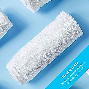 Zeppoli Wash Cloth Towels by Royal, 60-Pack, 100% Natural Cotton, 12 x 12, Soft and Absorbent, Machine Washable, White (60-Pack)