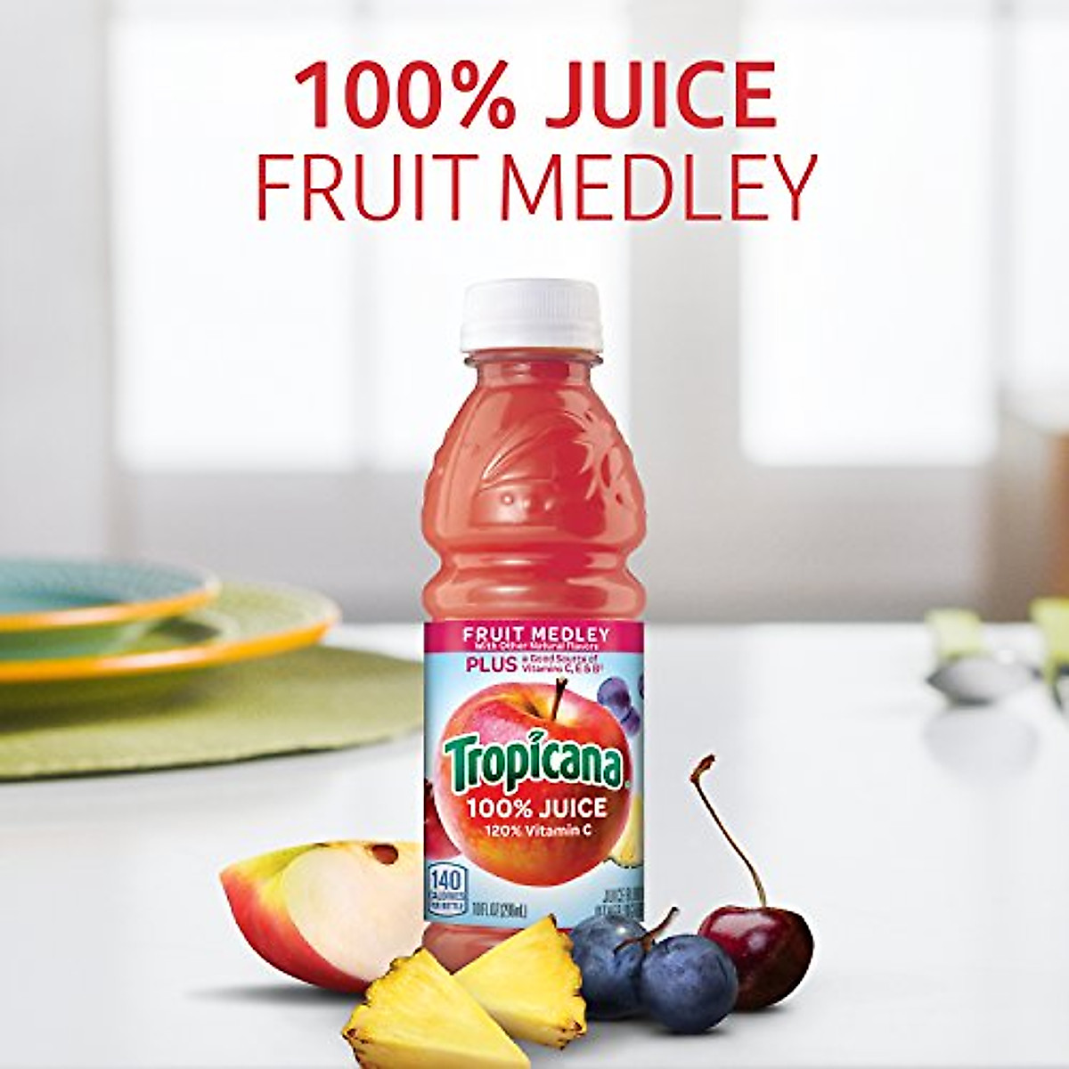 Tropicana 100% Juice, Fruit Medley, 10 fl oz (Pack of 15) - Real Fruit Juices, Vitamin C Rich, No Added Sugars, No Artificial Flavors