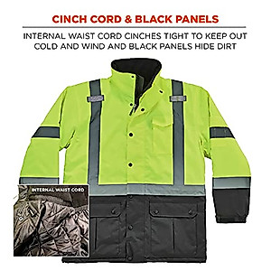 Ergodyne mens Class 3 Hi Vis Thermal Parka Quilted, Lime, XX-Large US