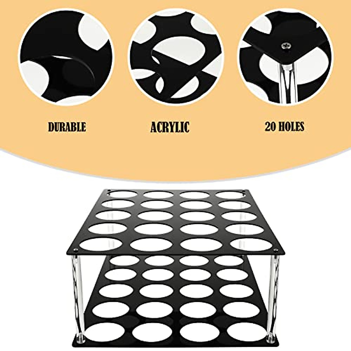 Vinyl Roll Storage Rack 20 Holes Acrylic Vinyl Rolls Holder Organizer Display Storage Stand for Art Craft Paper Room Decor (Aperture 2 Inch)