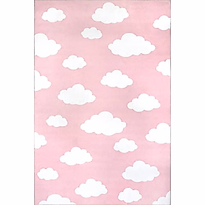 nuLOOM Lilia Machine Washable Kids Cloud Area Rug, 5' x 8', Pink