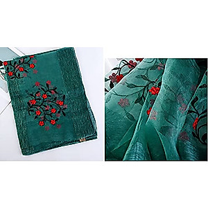 Alysee Women Soft Warm Silk&Wool Mixed Embroidered Scarf Shawl Headwrap Cyan