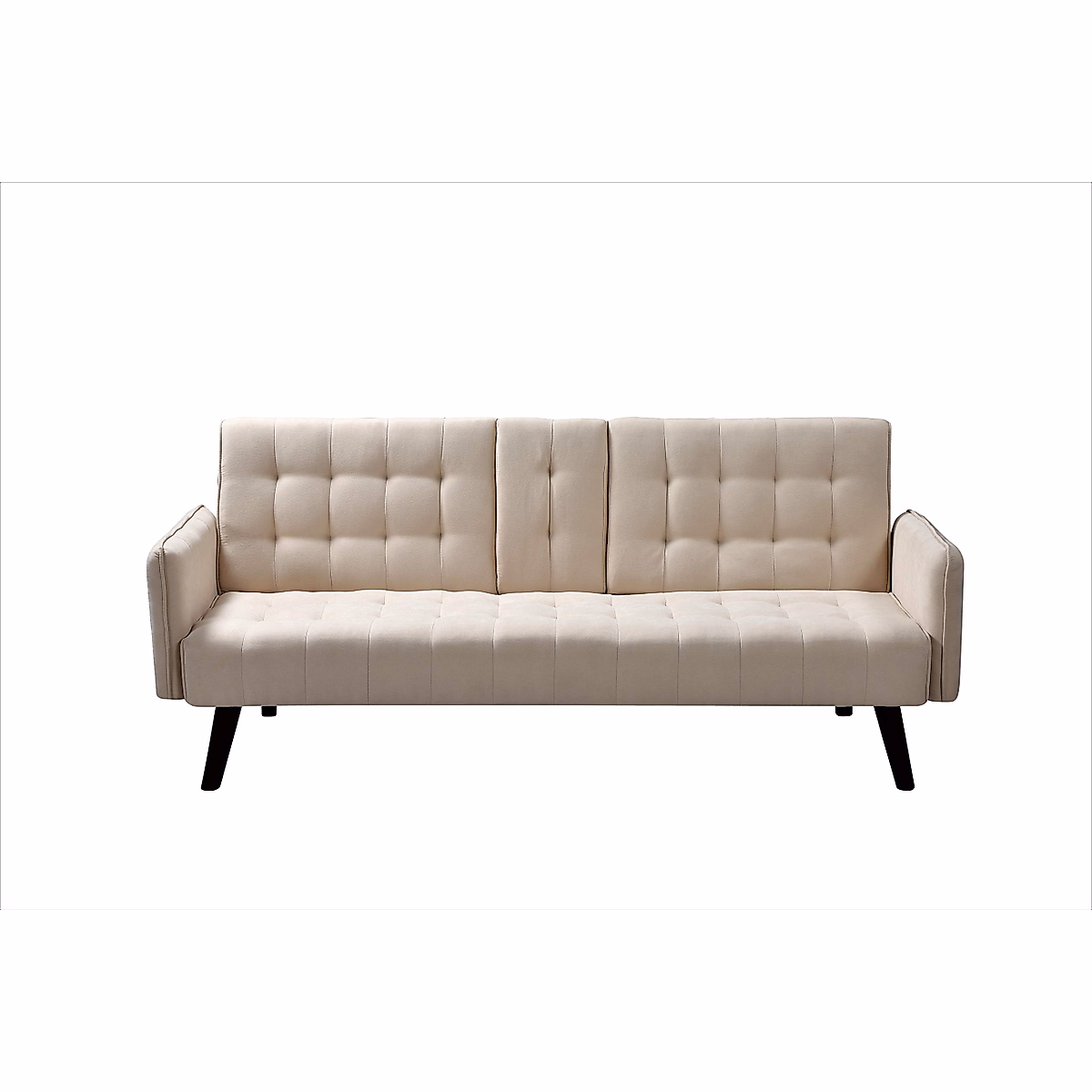 Container Furniture Direct Hash Sleeper Sofa Bed with Folding Backrest, Cup Holder and Linen Fabric Upholstery, Convertible Couch for Living Room and Small Spaces, 72", Full, Biscuit