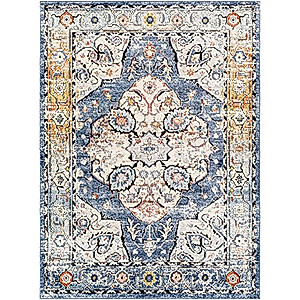 SURYA Ella Traditional Medallion Area Rug,6'7" x 9',Blue