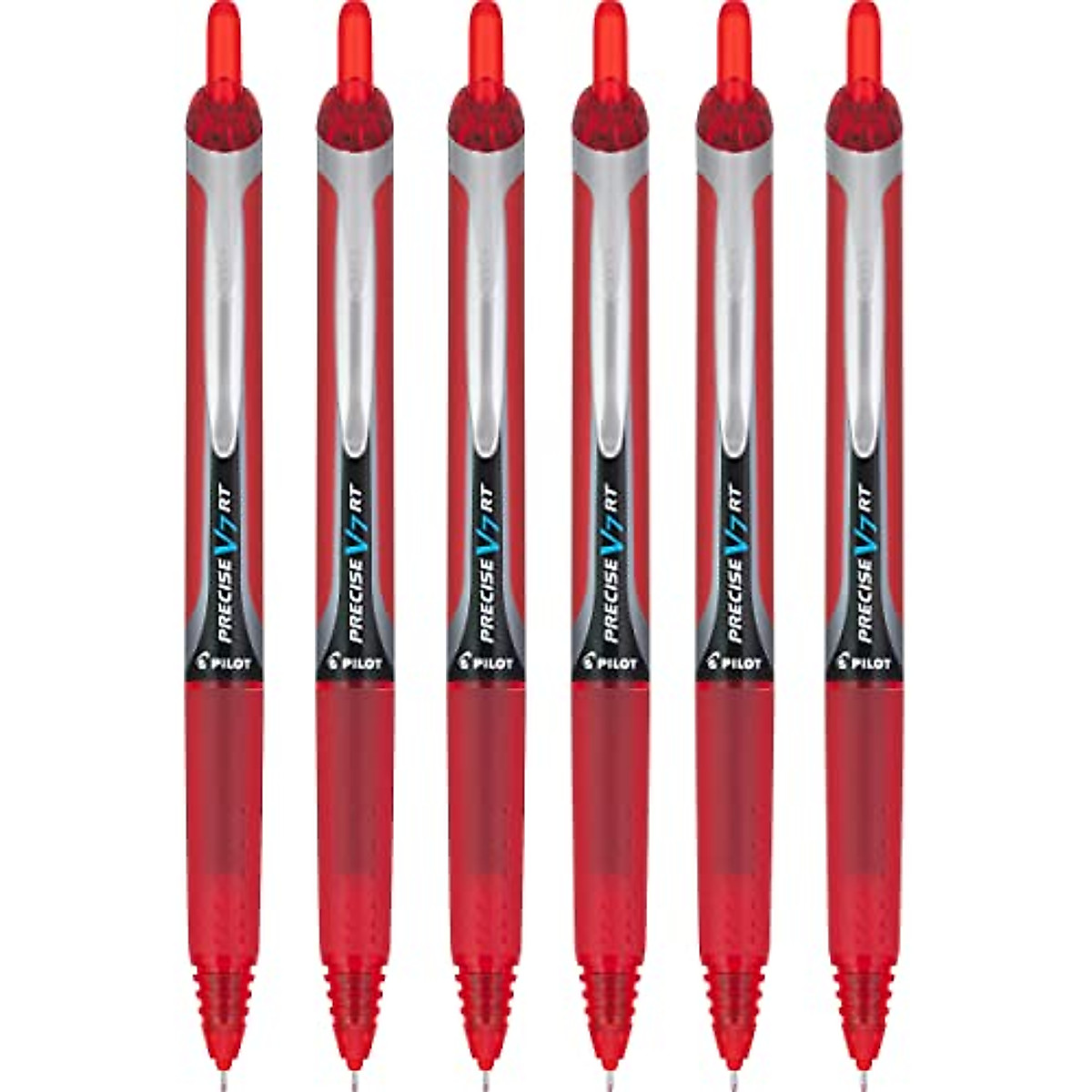 Pilot Precise V7 RT Retractable Rolling Ball Pens, Fine Point, Red Ink, 6 Pack