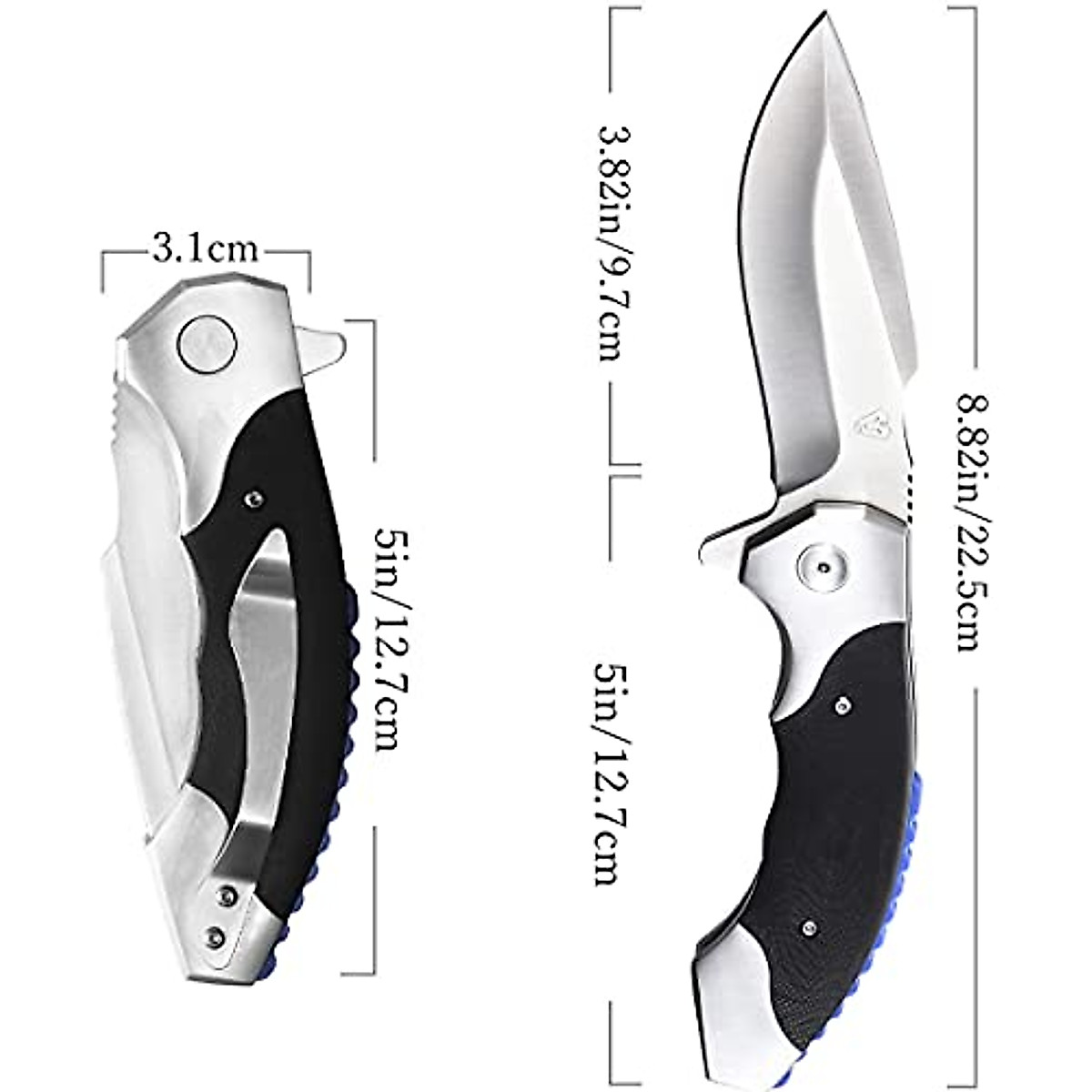 Eafengrow EF15 Folding Blade Knives 7.9 inch 9Cr18Mov Blade and G10 Handle Outdoor Camping Knife