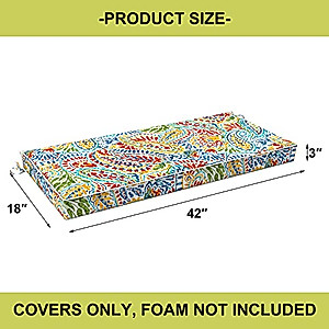 DYTXIII Patio Outdoor Cushion Cover Slip Cover W42 x D18 x H3 Inch with Zipper for Bench Loveseat Furniture, UV Protection Cushion Covers Replacement Covers 1 Pack, Paisley Multi (Covers ONLY)