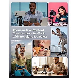 Hollyland Lark M2 Wireless Lavalier Microphone for iPhone/Android/Camera/PC/Laptop with Lightning/USB-C/Plug, 48KHz 24Bit, 1000ft Range, Noise Cancellation, 30H Battery for Video Recording, Streaming