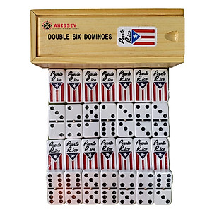 Puerto Rico Dominoes, Puerto Rican Dominoes with Flag Engraved, Puerto Rico Dominos with a Scorecard, Coqui Patch and Boricua Pride Keyfob