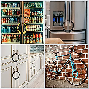 3 Pieces Fridge Freezer Refrigerator Cabinet Lock, 10000 Combinations Child Kids Safety Locks for French Doors, Safe Strap Kitchen Bathroom Doors RV No Screw Fridge Lock (Black, Blue, Orange)