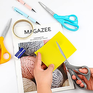 Scissors Set of 12-Pack, BURVAGY 8" Scissors All Purpose Comfort-Grip Handles Sharp Scissors for Office Home School Craft Sewing Fabric Supplies, Right/Left Handed