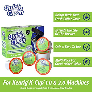 Quick & Clean 6-Pack Cleaning Cups for Keurig Machines - 2.0 Compatible, Stain Remover, Non-Toxic