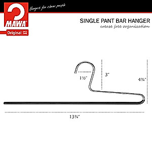 Mawa by Reston Lloyd Trouser Series Non-Slip Space-Saving Clothes Hanger with Single Rod for Pants, Style KH/1, Set of 10, Black