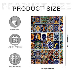 Double-sided garden flag Mexican Talavera Ceramic Tile Pattern Ethnic Folk Outdoor Flag Garden Flag Yard Outdoor Decoration （12×18in）.