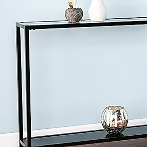 SEI Furniture Bergen Narrow Metal Console Table, Black
