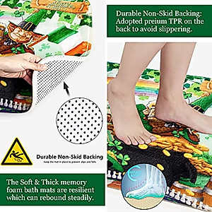 4 Pcs Happy St.Patrick's Day Shower Curtain Sets with Non-Slip Rugs, Toilet Lid Cover and Bath Mat, Gnome with Shamrock Shower Curtain with 12 Hooks, Waterproof Irish Bathroom Set for St. Patty's Day