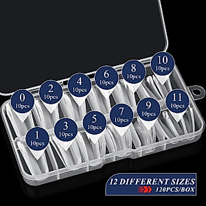 Moxluck Full Cover Duck Nail Tips,Clear Curved False Nail Tips 120Pcs Duck Acrylic Nails, Wide Short French Fake Nails For Extensions Home DIY Nail Tips Art 12 Sizes