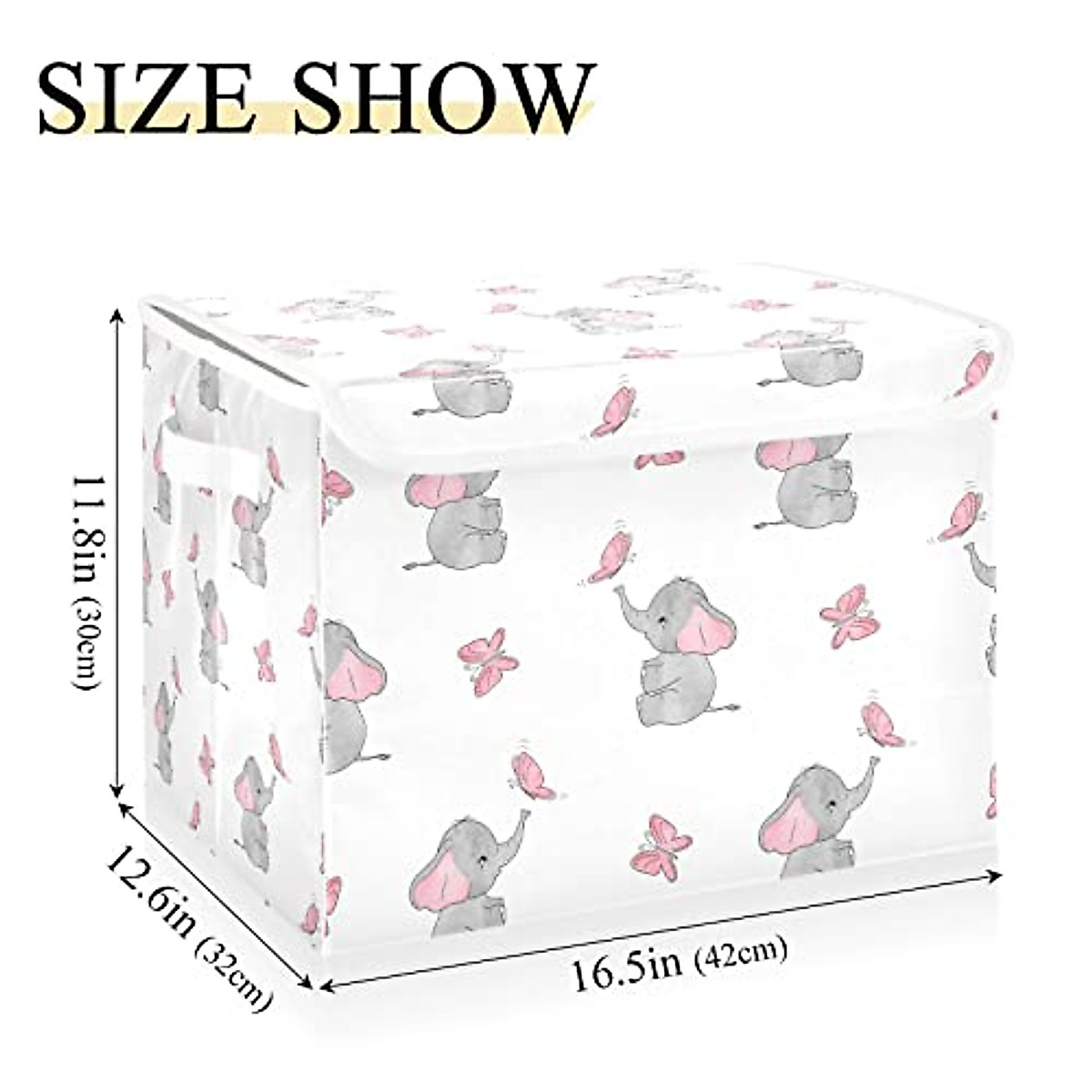 innewgogo Elephant Butterfly Storage Bins with Lids for Organizing Baskets Cube with Cover with Handles Oxford Cloth Storage Cube Box for Living Room