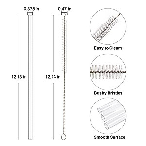 Replacement Straw Compatible with Stanley 40 oz 30 oz Cup Tumbler, 6 Pack Reusable Straws with Cleaning Brush for Stanley Adventure Travel Tumbler, Plastic Clear Straw for Stanley Accessories