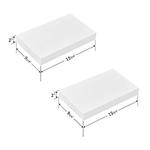 WELLAND New Chicago Floating Shelves Set of 2, 2" Thickness 9.25" Depth Floating Wall Shelves Ledge Shelves, 16-inch, White