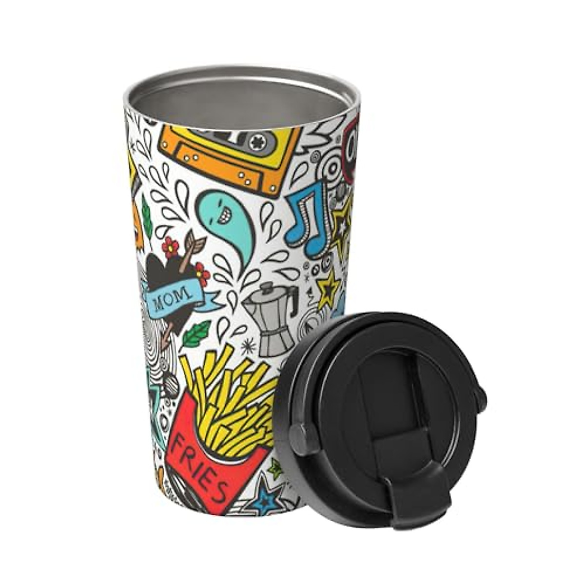 WANGXUEE comic art Print 500ml Stainless Steel Travel Tumbler Double Wall Vacuum Insulated Coffee Mug