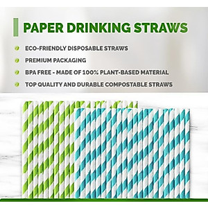 Sage Mountain Biodegradable Paper Drinking Straws for Smoothies, Shakes, and Bubble Teas