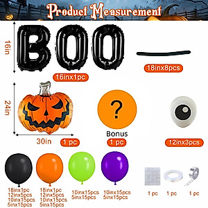 149Pcs Halloween Balloons Garland Kit, Party Decorations Orange Black Purple Green Arch Set with Foil Pumpkin, BOO, Bonus Ghost and Spider Balloon Brithday Halloween Theme Decorations Supplies