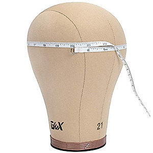 GEX 20"-24" Cork Canvas Block Head Mannequin Head Wig Display Styling Head With Mount Hole (Light Brown, 20")