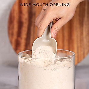 Laramaid 101oz 2Pack Glass Jar Canisters with Minimalist Labels, Round Pantry Jars with Brown Acacia Lids, Vinyl Customized Labels and White Pen, Food Storage Containers for Home, Kitchen and Pantry