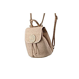 Brand: SEVEVN This is a cute and fashionable backpack woven in rattan that can also be carried by hand. (beige)