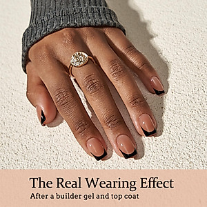 BTArtboxnails XCOATTIPS French Tip Nails - 160pcs Short Square Black French Tip Press on Nails, French Tip Gel Nails Fake Acrylic Nail Tips for DIY Valentines Day Gift Nail Art