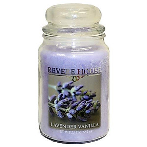 CANDLE-LITE Revere House Scented Lavender Vanilla Single Wick 23oz Large Glass Jar Candle, Fresh Aromatic Fragrance