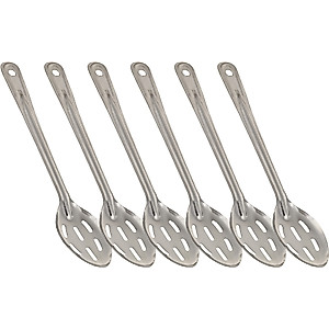 Perforated Stainless Steel Spoon - Serving Slotted Spoons for Restaurant - Large Metal Commercial Tablespoon for Cooking (6)