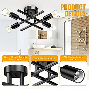 Mshamy - Modern Flush Mount Ceiling Light, Matte Black, 6 inch, E26 Base, 60 Watt Max, Ideal for Bedrooms, Dining Rooms, Entryways, Porches, Kitchens, Bathrooms