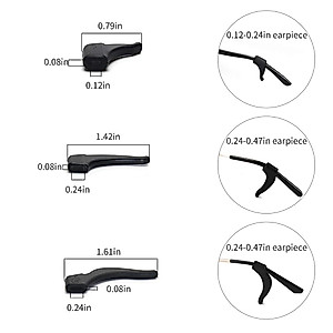 iGeyzoe 16 Pairs Eyeglasses Ear Grip Ear Hooks, Anti-Slip Holder Eyeglasses Stoppers Temple Tips Sleeve Retainer Eyewear Retainers Spectacle Stay For Eyeglasses, Sunglasses, Reading Glasses (Black)