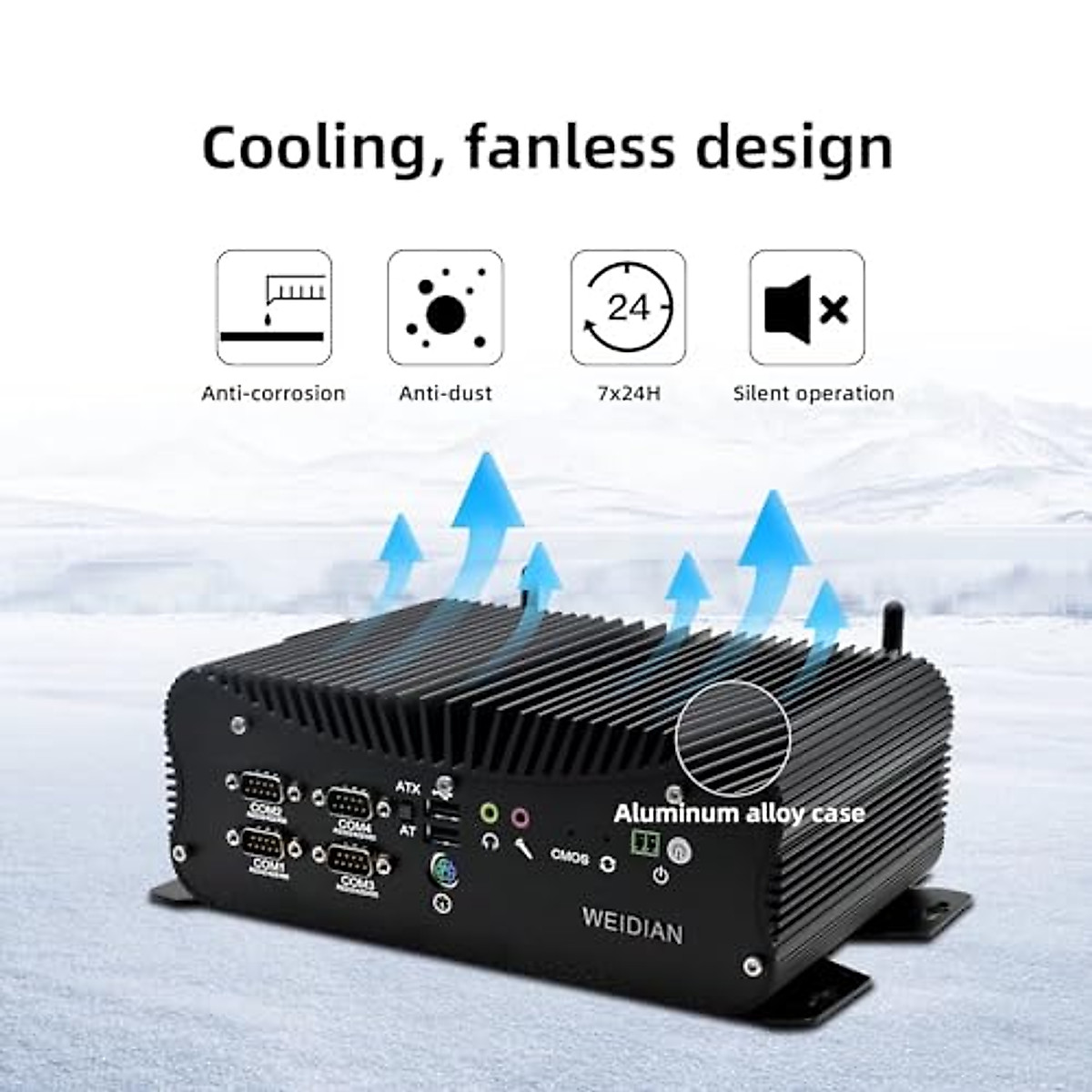 Industrial PC, Fanless Computer, 10th Gen Core i7-10510U, 32GB DDR4 RAM 512GB SSD, Industrial Mini PC HDMI+VGA Dual Display, 2Gigabit RJ45 Lan, 4USB3.0, 2RS232 Com, 4RS485 Com, Dual Band WiFi, BT