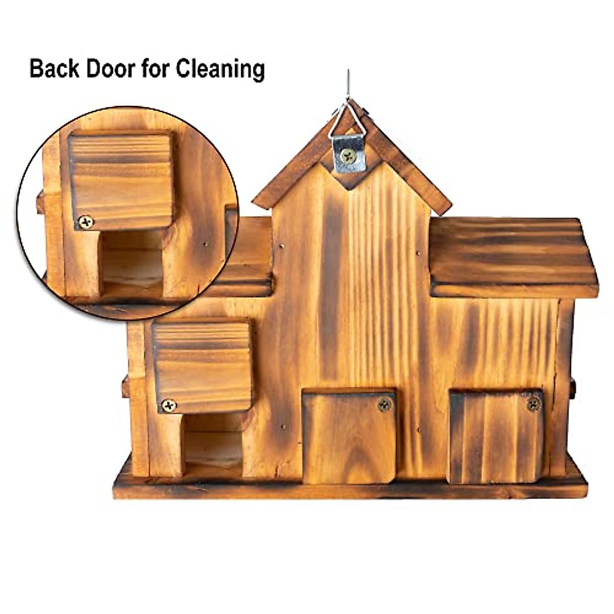 COLEBA Bird Houses for Outside,Outdoor 5 Hole Bird House Room for 5 Bird Families Bluebird Finch Cardinals Hanging Birdhouse for Garden (Brown - Set of 1)