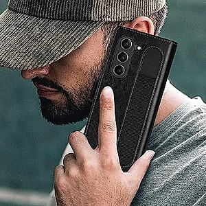 ZZXX Samsung Galaxy Z Fold 5 Wallet Case with [RFID Blocking] Card Slot Magnetic Closure Leather Flip Fold Protective with S Pen Holder Phone Case for Galaxy Z Fold 5 Case Wallet(Black-7.6 inch)