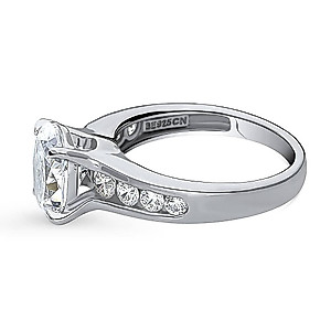 BERRICLE Sterling Silver Solitaire Wedding Engagement Rings 2.5 Carat Oval Cut Cubic Zirconia CZ Cocktail Promise Ring for Women, Rhodium Plated Size 5