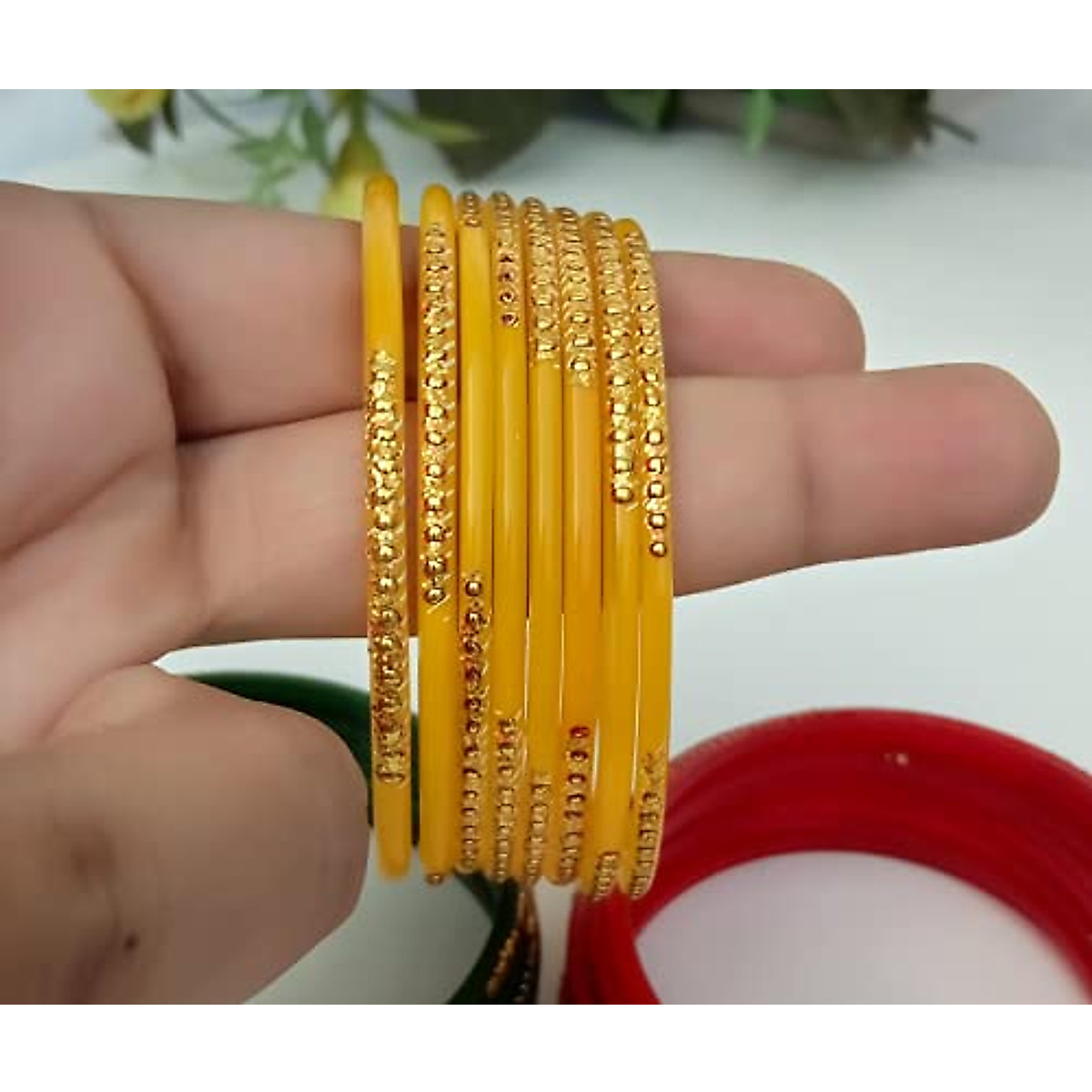 Laal Amrood Glass Bangles For Women & Girls Indian Jewelry Multi Color Chudi Set (24 Bangles)