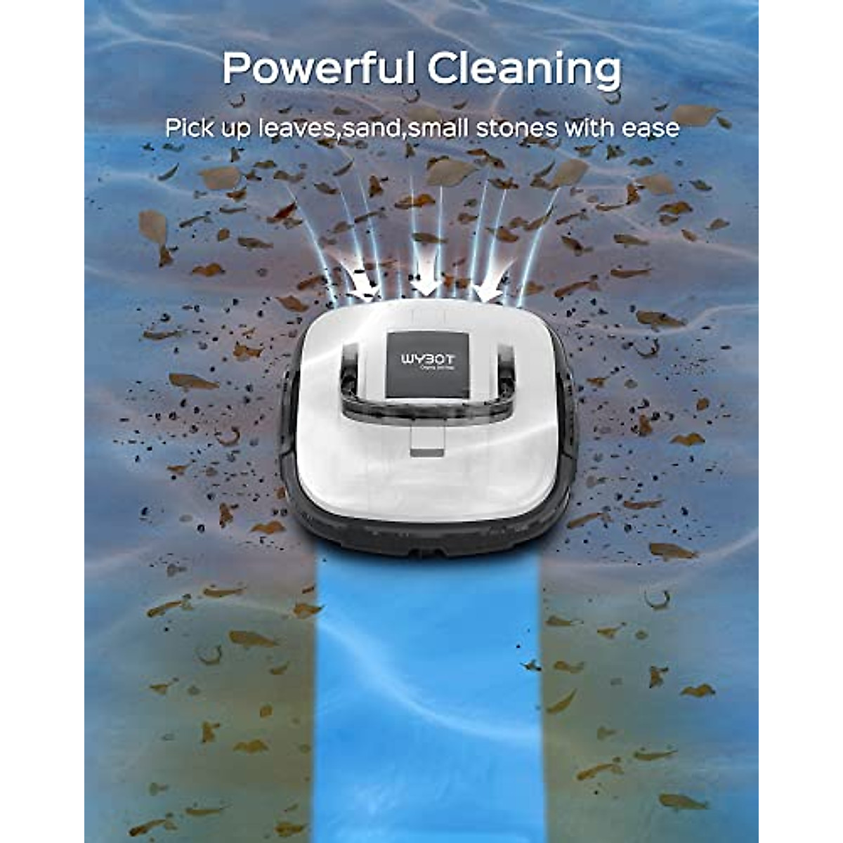 Upgraded - WYBOT Cordless Pool Vacuum, Robotic Pool Cleaner with Large Battery Up to 100Mins Runtime, Strong Suction, Pool Vacuum Robot for Above Ground Flat Bottomed Pools Up to 861 Sq.Ft-White