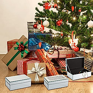 2 Pieces Silver Glass Mirrored Diamond Jewelry Box Christmas Gift Container Organizer Simple Classic Storage Jewelry Box Decorative Glass Box Jewelry Organizer Box Jewelry Storage