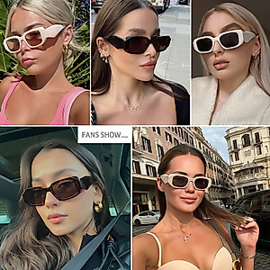 Haqptul Trendy Rectangle Sunglasses for Women Men Square Retro Vintage Hexagon Glasses 90S Y2K Shades Aesthetic Accessories