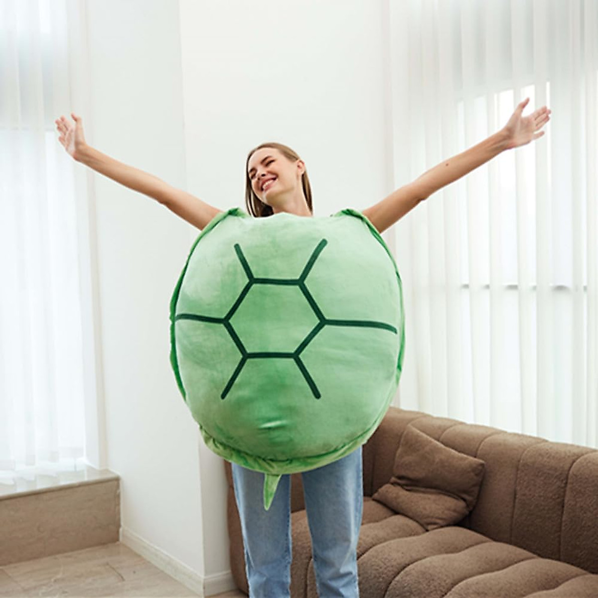CHOXIO Wearable Turtle Shell Pillows for Kids Adults,Turtle Plush Pillow Stuffed Animal Funny Dress Up Creative Gifts (40 in, Green)