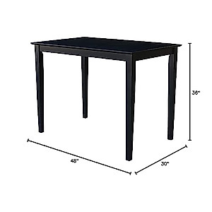 International Concepts Solid Wood Dining Table with Shaker Legs, 48 by 30 by 36-Inch, Black