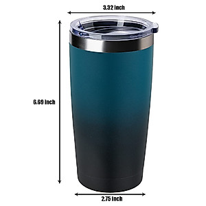 TDYDDYU 8 pack 20 OZ Double Wall Stainless Steel Vacuum Insulated Tumbler Coffee Travel Mug With Lid, Durable Powder Coated Insulated Coffee Cup for Cold & Hot Drinks (OmbreIndigo, 8pack)