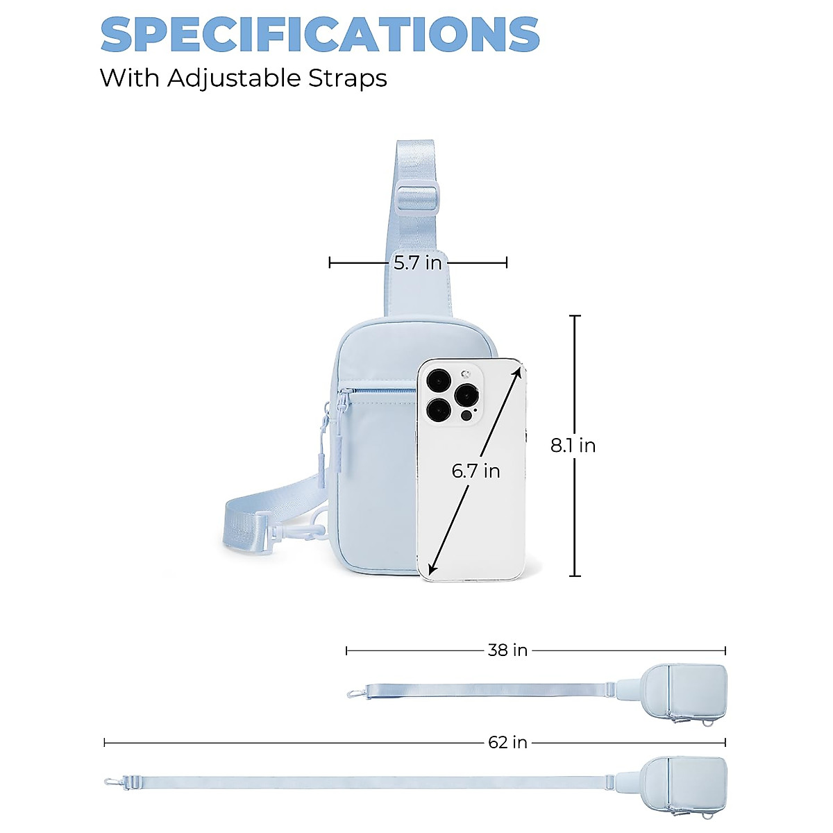 CHOLISS Small Sling Bag for Women and Men, Crossbody Bags Trendy Fanny Packs Chest Bag with Extended Strap, Blue